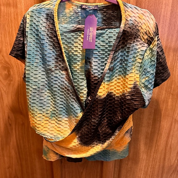 Other | Aqsport Tie Dye Turquoise Yellow And Black Athletic Set Sz 2x ...